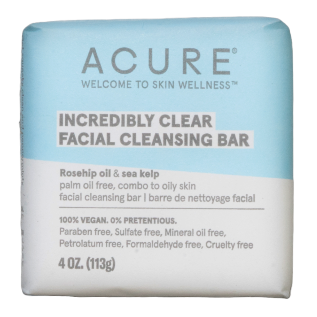Acure Skin Wellness – Incredibly Clear Facial Cleansing Bar 113g – Zero ...